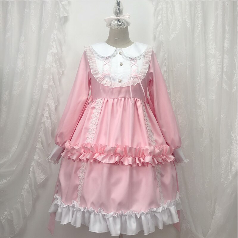 Kawaii pinkki lolita-mekko söpö pitsi röyhelö nukk... – Vicedeal
