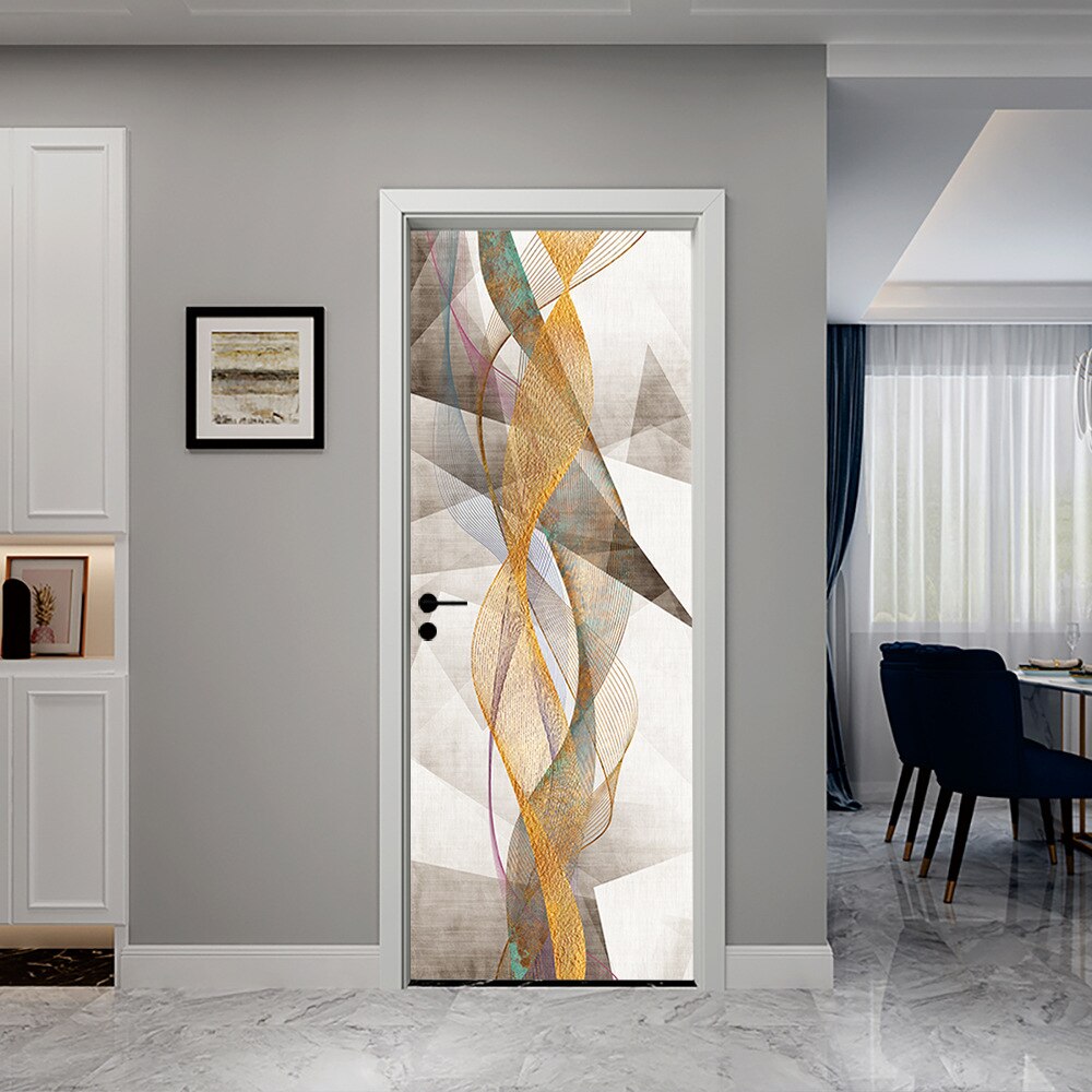 Modern Geometric Lines 3D Door Stickers Stickers B... – Grandado