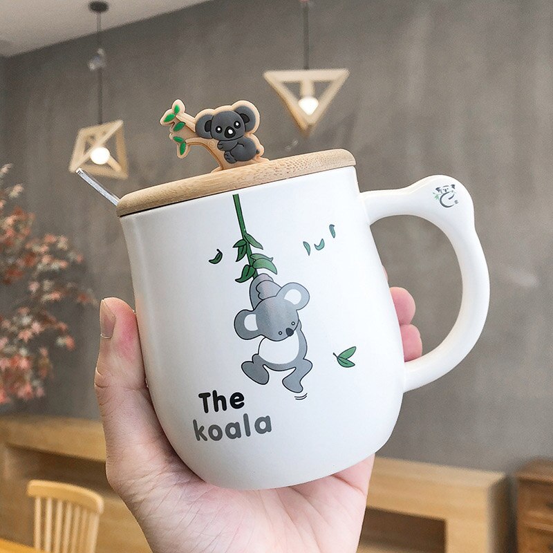 Funny cartoon koala Mug With Lid Large Capacity An... – Grandado