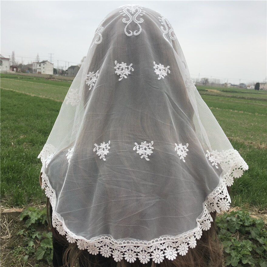 White Women's Lace Catholic Veil Mantillas for... – Grandado