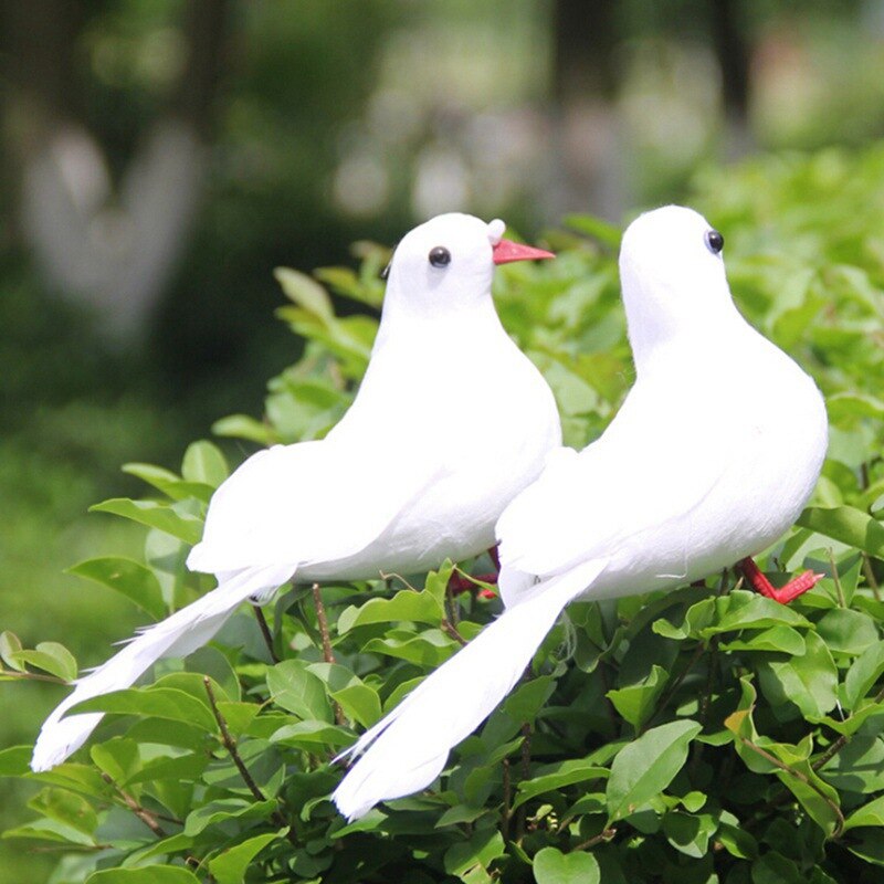 2pcs White Doves Feather Artificial Foam Lover Pea... – Grandado