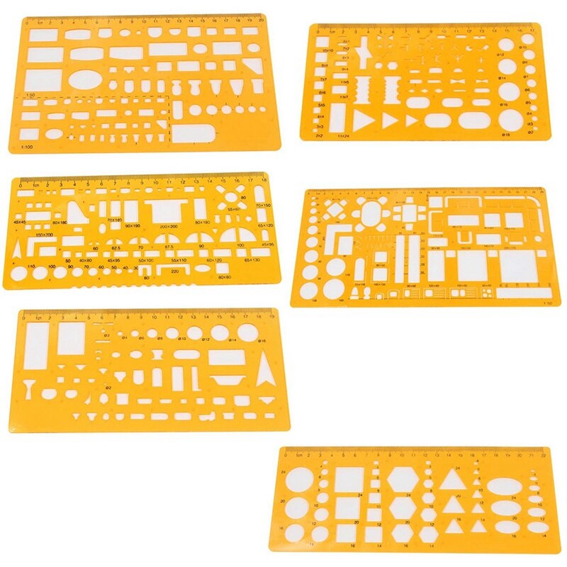6 PCS Drawing Templates Measuring Rulers Geometric... – Vicedeal