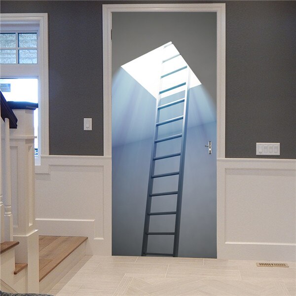 77x200 cm 3D Cool Ladder Deur Stickers Voor Woonka... – Grandado