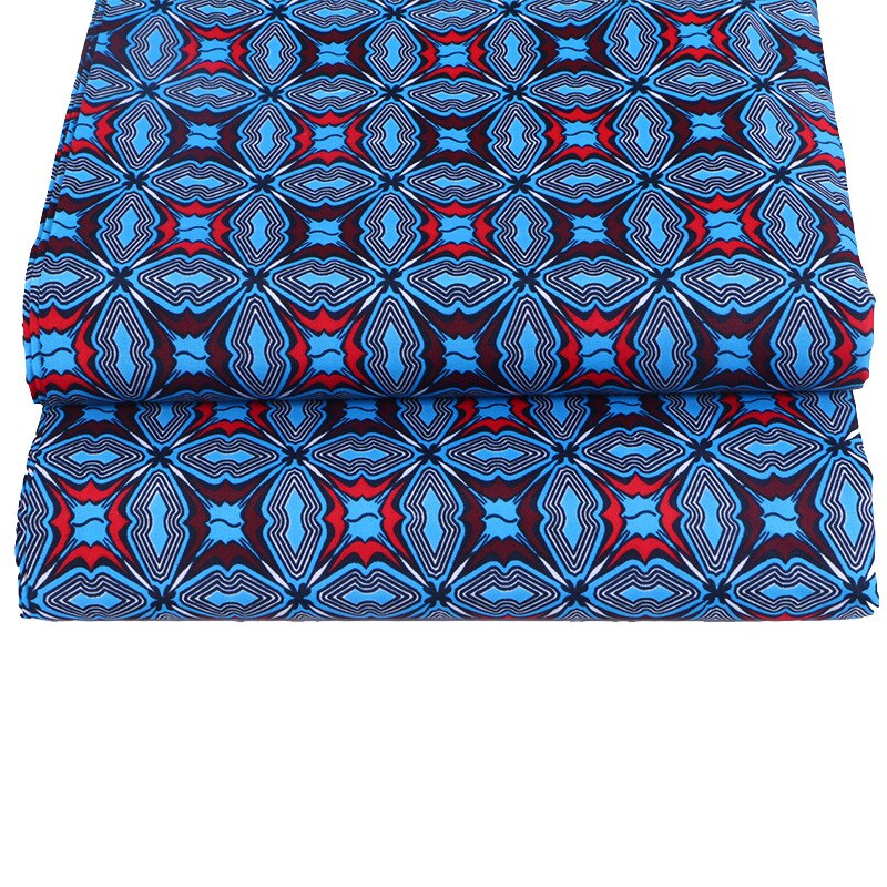 6 Yards Blue Geometric Patterns Ankara African Pol... – Vicedeal