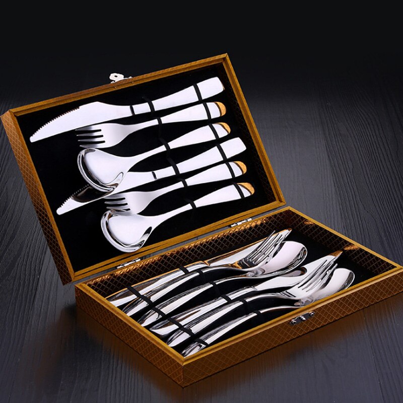 12/24 PCS Dinnerware Set Silver Stainless Steel Fl... – Grandado