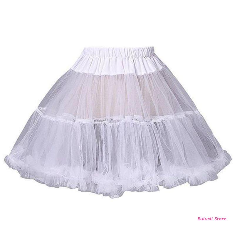 Women Girls Ruffled Short Petticoat Solid White Co... – Grandado