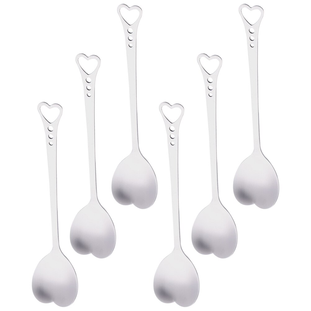 6pcs Heart Shaped Spoons Stainless Steel Spoons fo... – Grandado