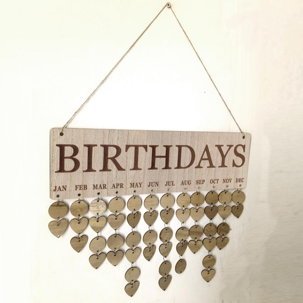 Wooden Birthday Reminder Calendar Tracker Board DI... – Vicedeal