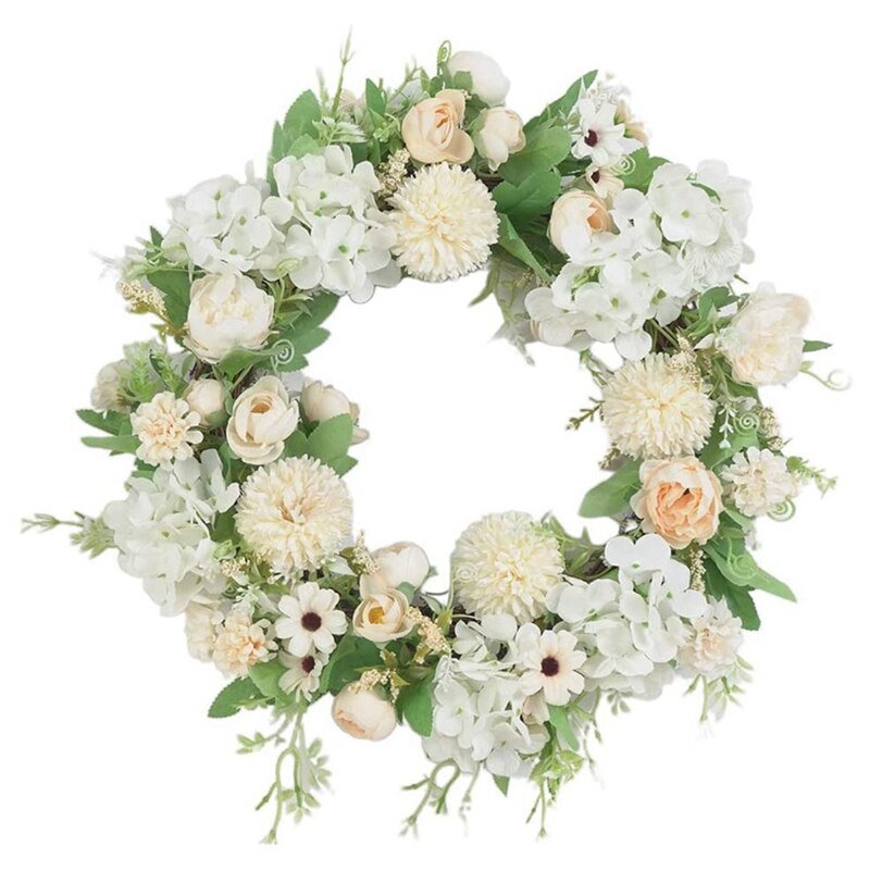 Artificial Peony Hydrangea Wreath Spring Wreath fo... – Vicedeal