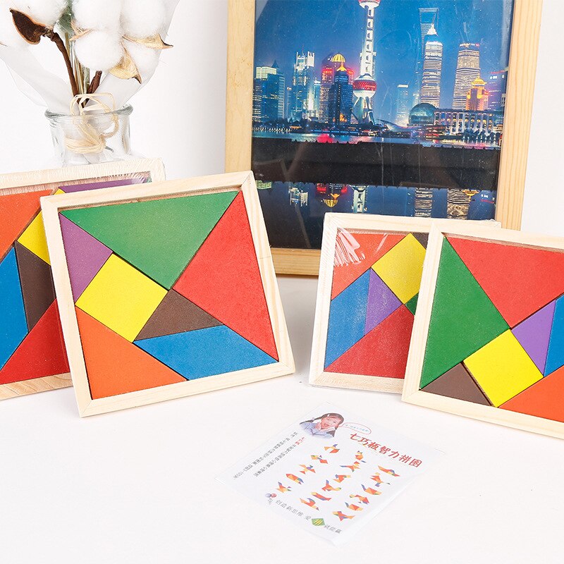 7 Piece Wooden Tangram Brain Development Colorful ... – Grandado
