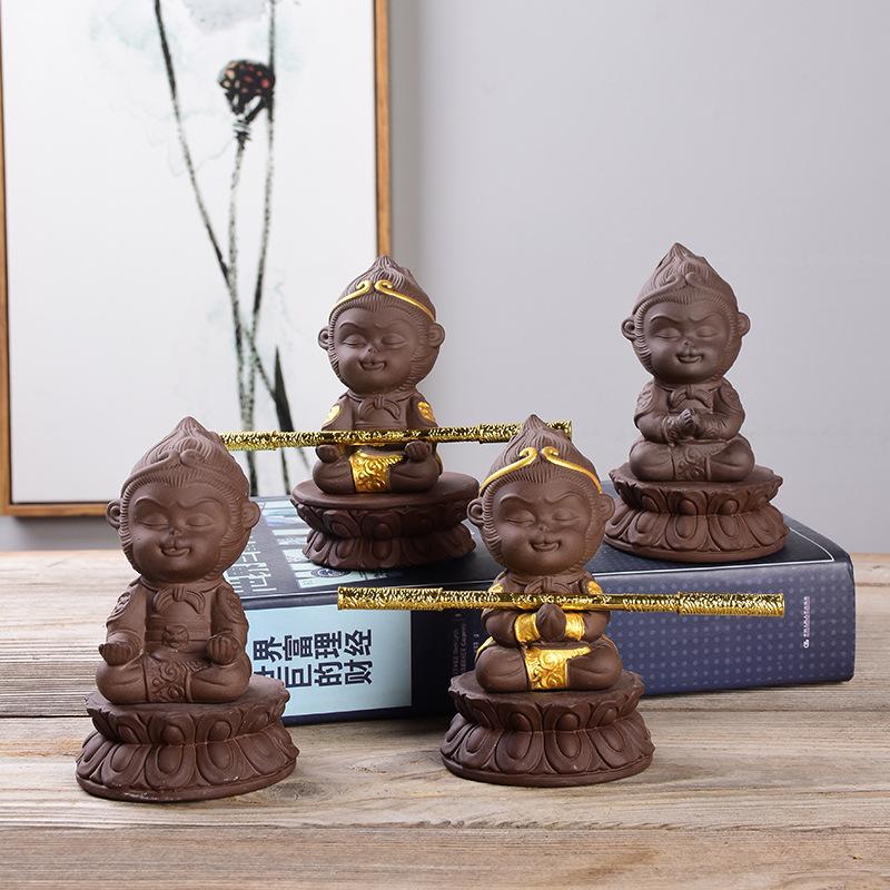 Purple Clay Ceramic Tea Pets Sunwukong Statues Cra... – Grandado