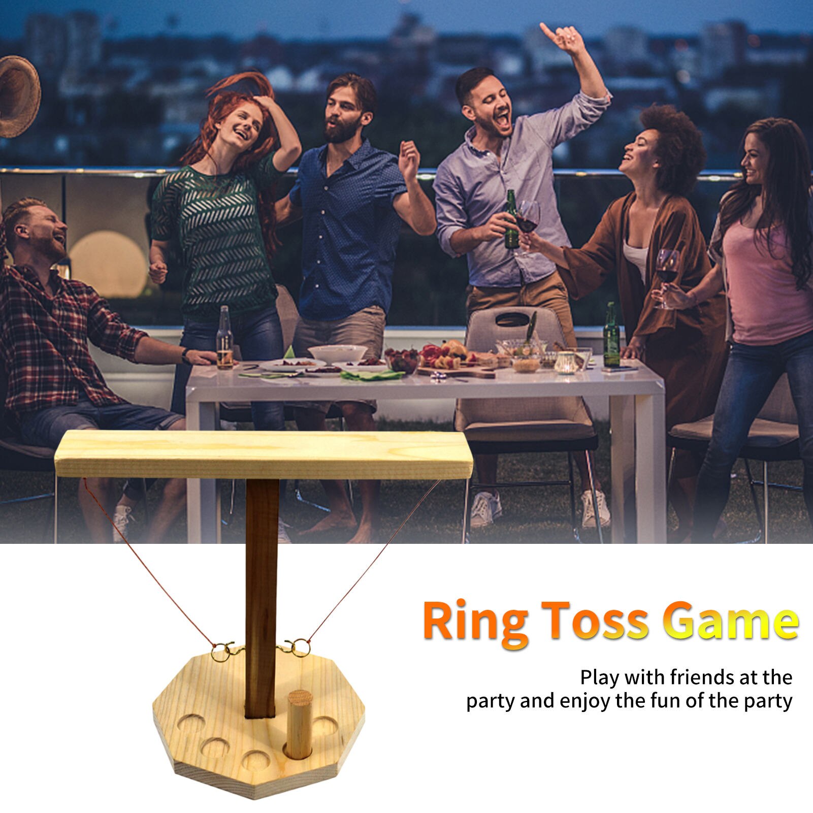 Drinking Game Toy Wooden Ring Toss Game Indoor Add... – Grandado