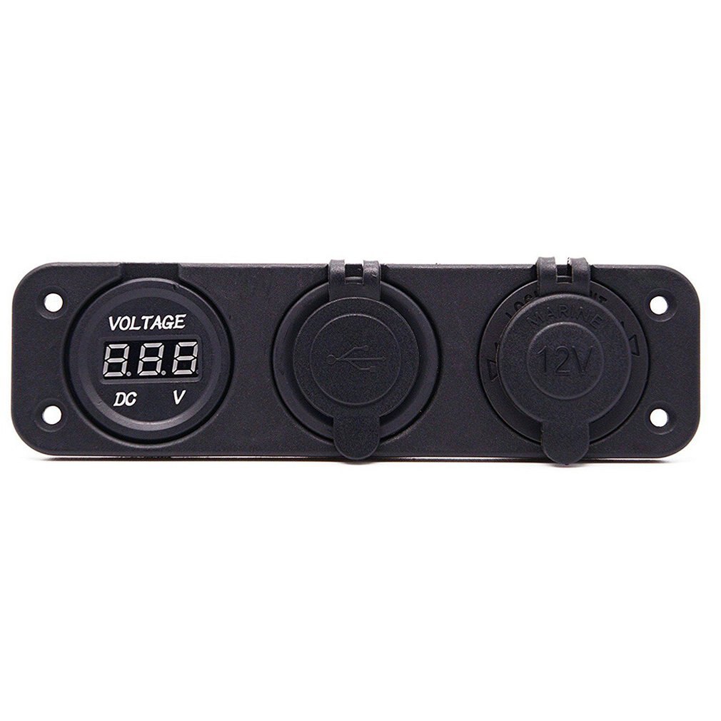 12v Dual Usb Charger Socket And Led Voltmeter 3 Hole Grandado