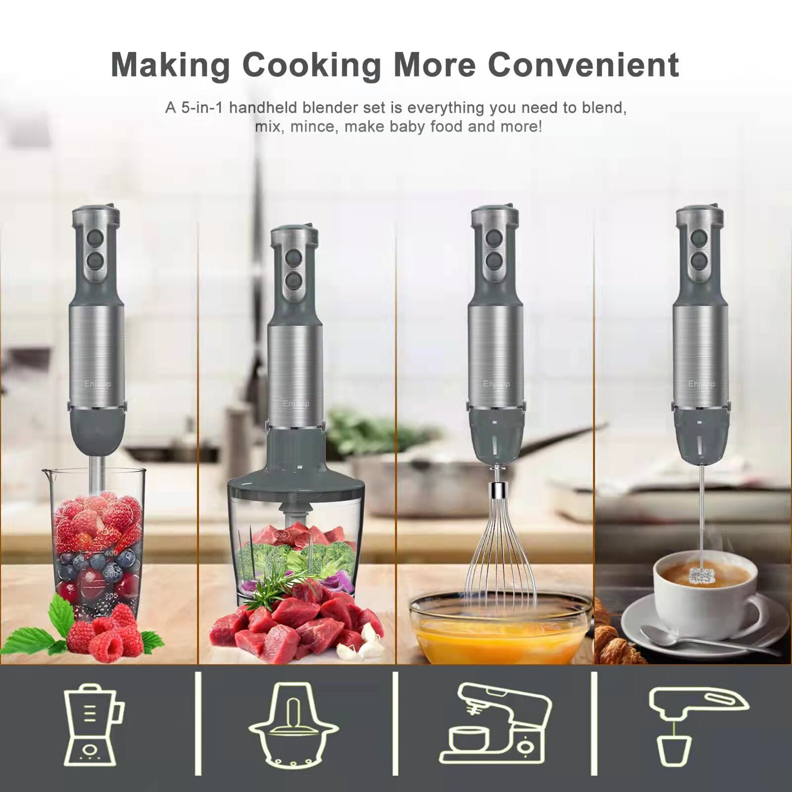 Hand Blender 5-in-1 Multifunctional Handheld Stick... – Grandado