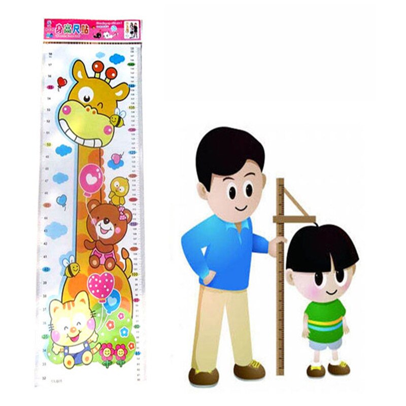 Cartoon animal giraffe measuring wall sticker kids... – Grandado