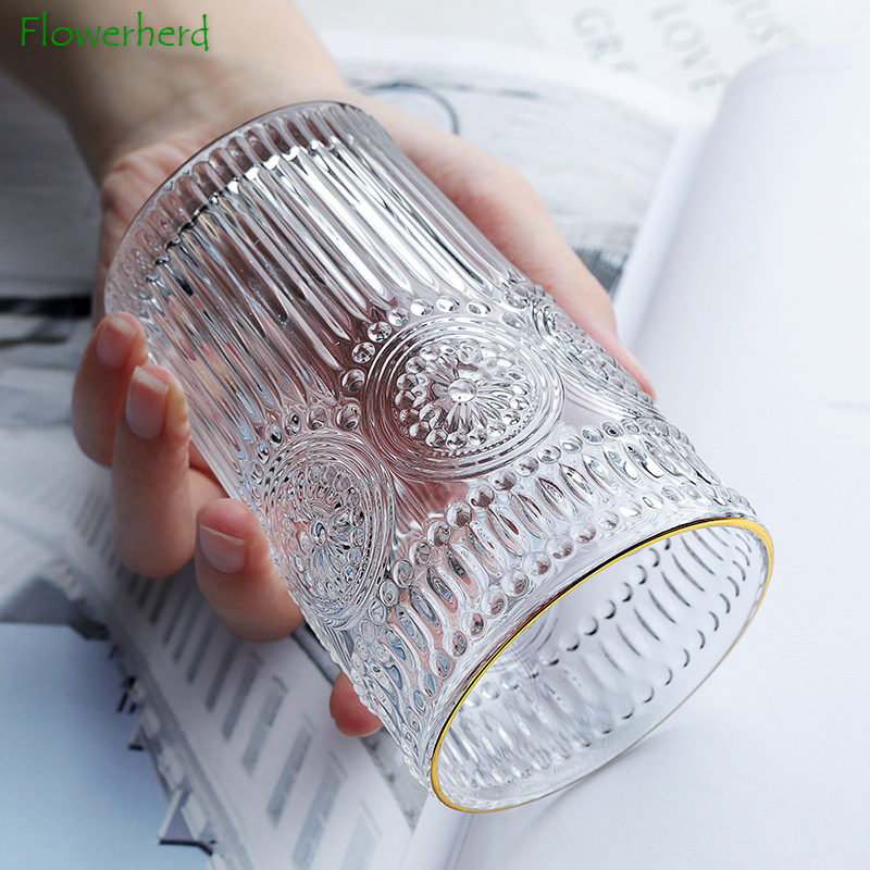 Large Outline In Gold Glass Cup Household Glass Te... – Grandado