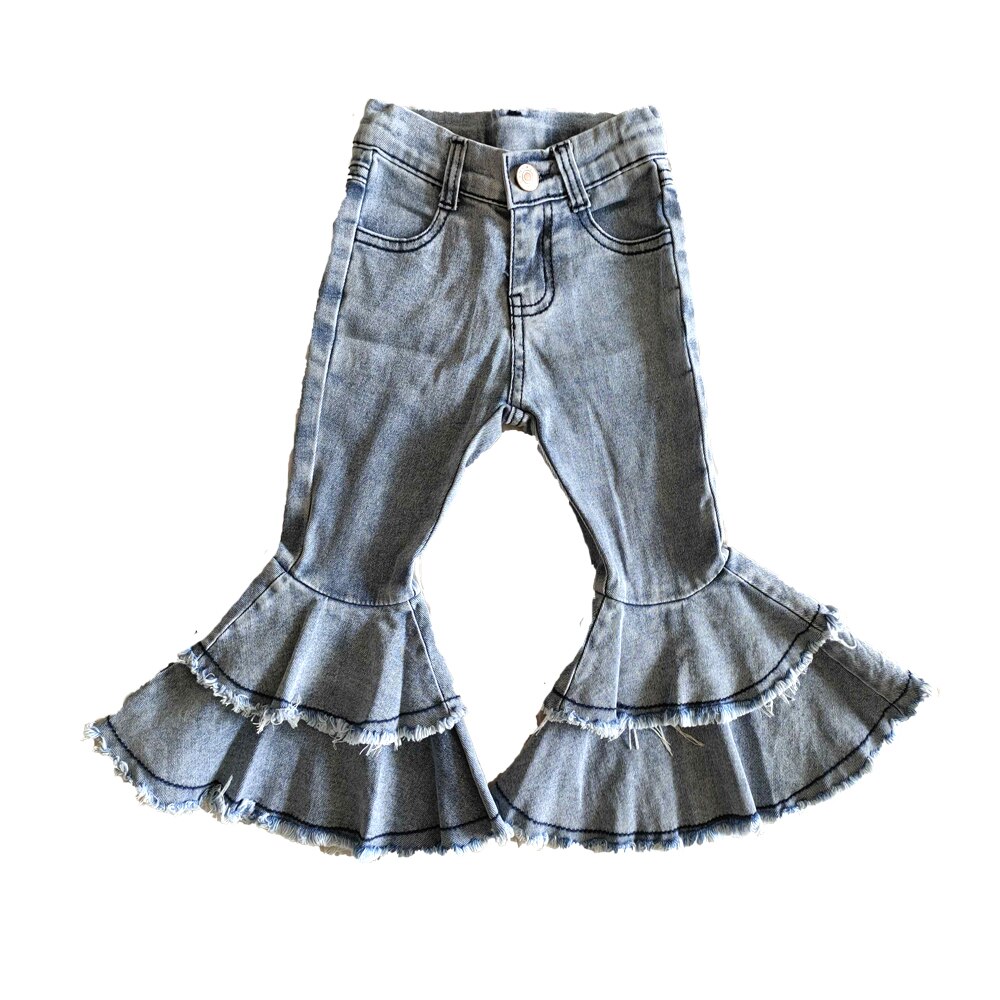 Teenages Winter Denim Pants Girl Double Ruffles Je... – Grandado