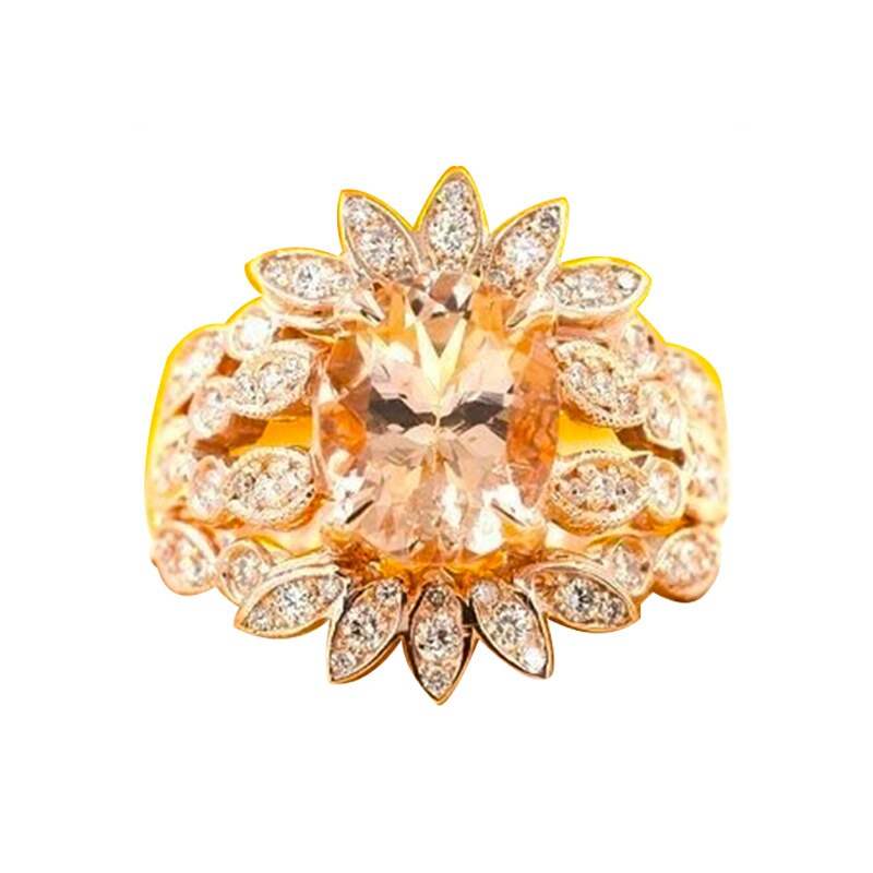 Cute Big Rose Flower Ring Luxury Female Rose Gold ... – Grandado