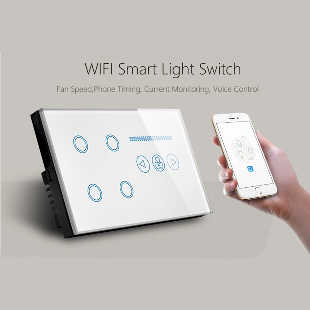 Wifi Smart Light Switch 4 Gang UK Crystal Glass To... – Grandado