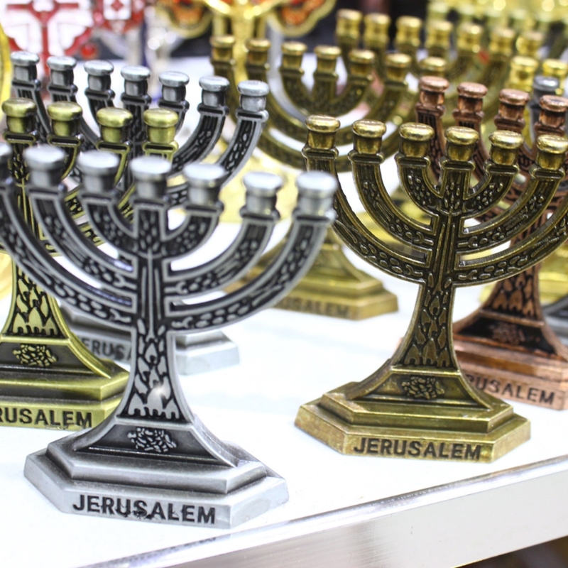 Traditional Jewish Menorah 7 Branch Candlestick Je... – Grandado