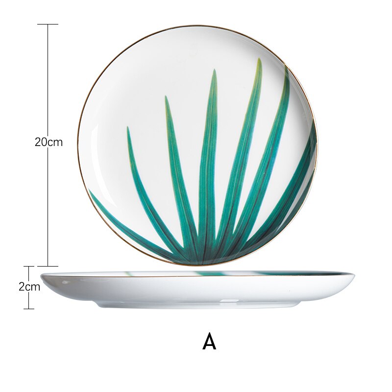 1pc Green Leaf Dinner Plate European Style Ceramic... – Vicedeal