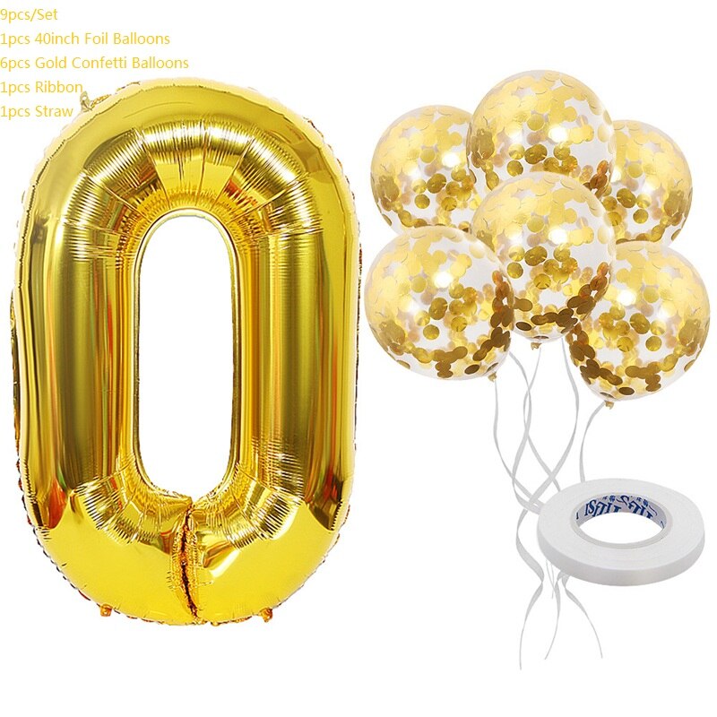 40 Inch Rose Gold Foil Number Balloon Confetti Lat... – Vicedeal