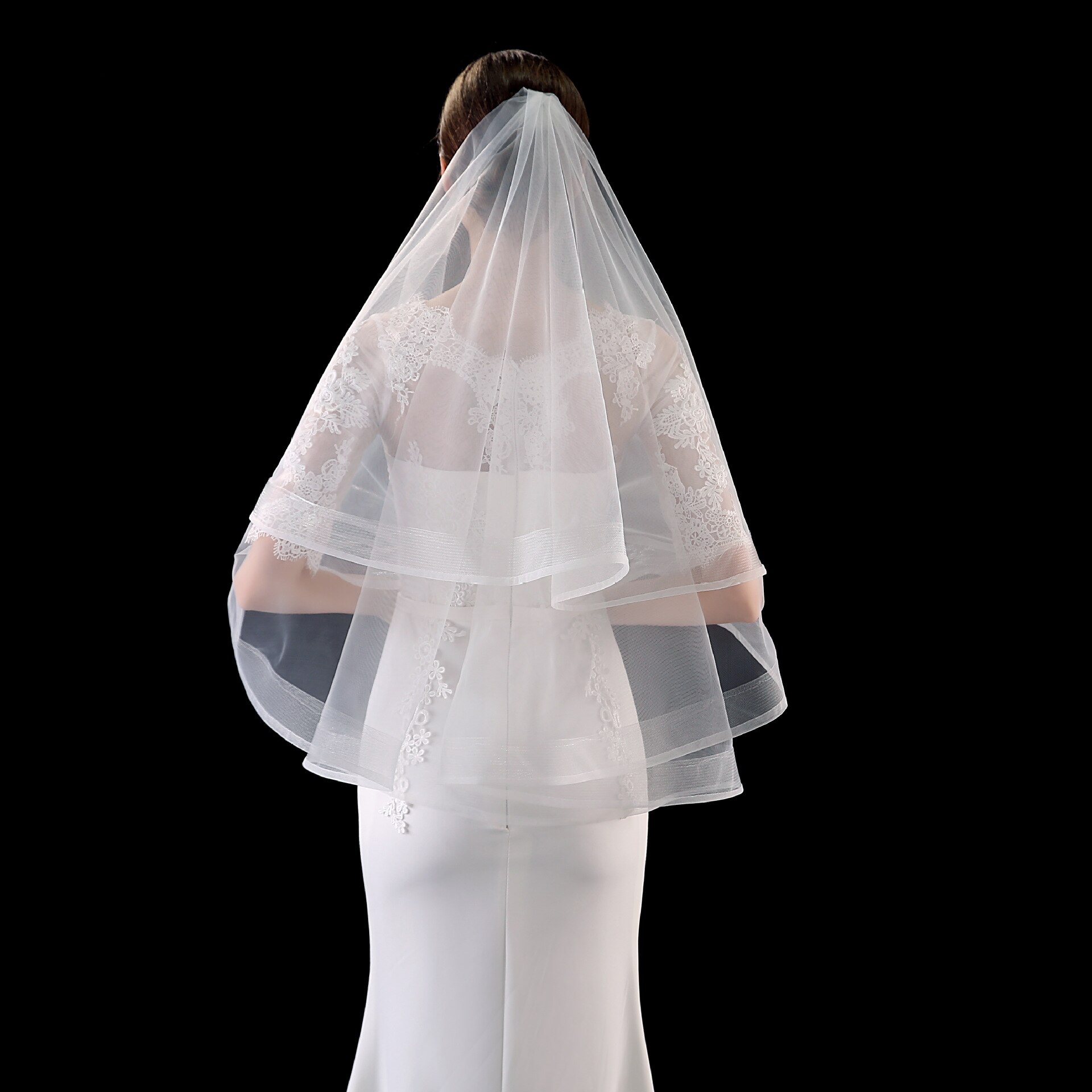Short Wedding Veil Ribbon Edge One Layer Without C... – Grandado