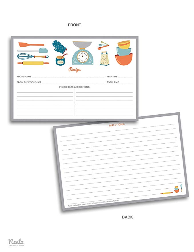 Kitchenware Recipe Cards Double Sided Cards Paper ... – Grandado