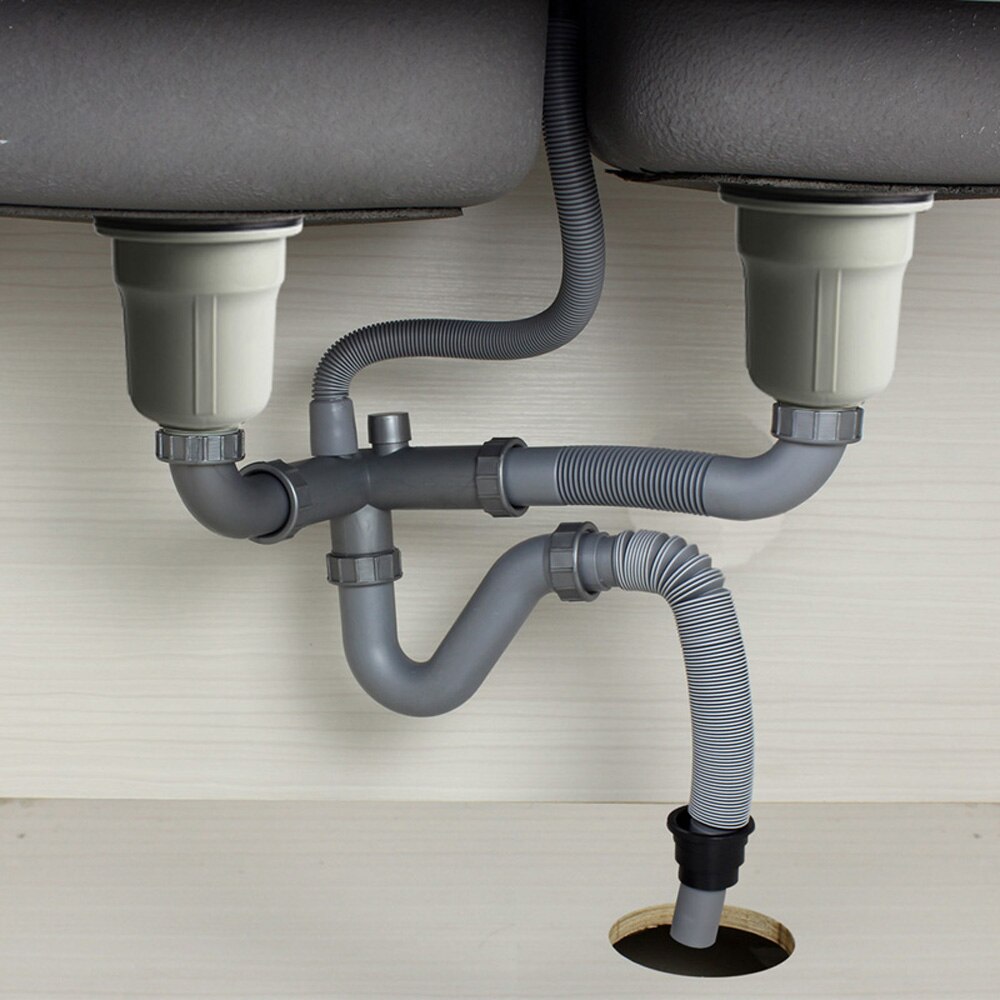 Talea Double kitchen sink drain waste set with dra... – Grandado