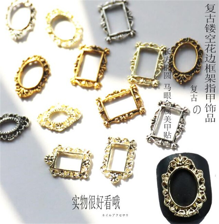 100Pcs Retro Nail Art Frames Multi-Shapes Alloy Na... – Grandado