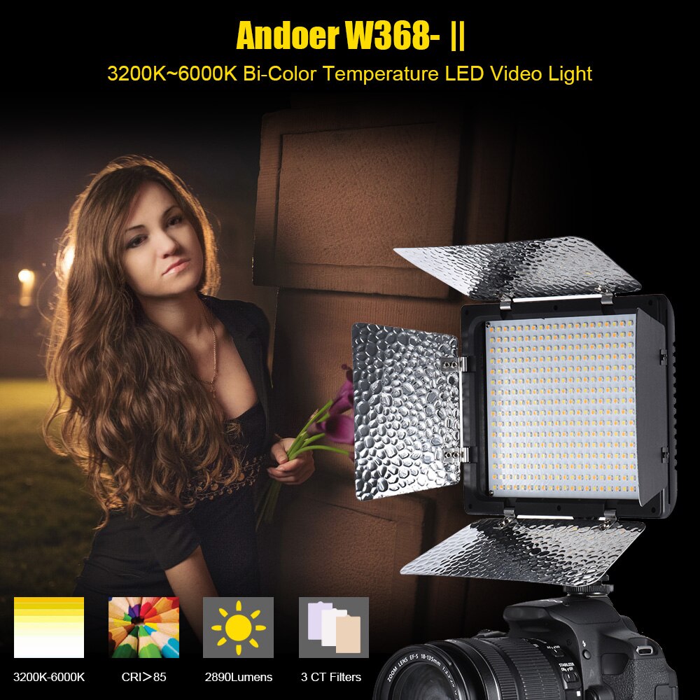 Andoer W368-Ⅱ LED Video Light 3200 K-6000 K Verste... – Grandado