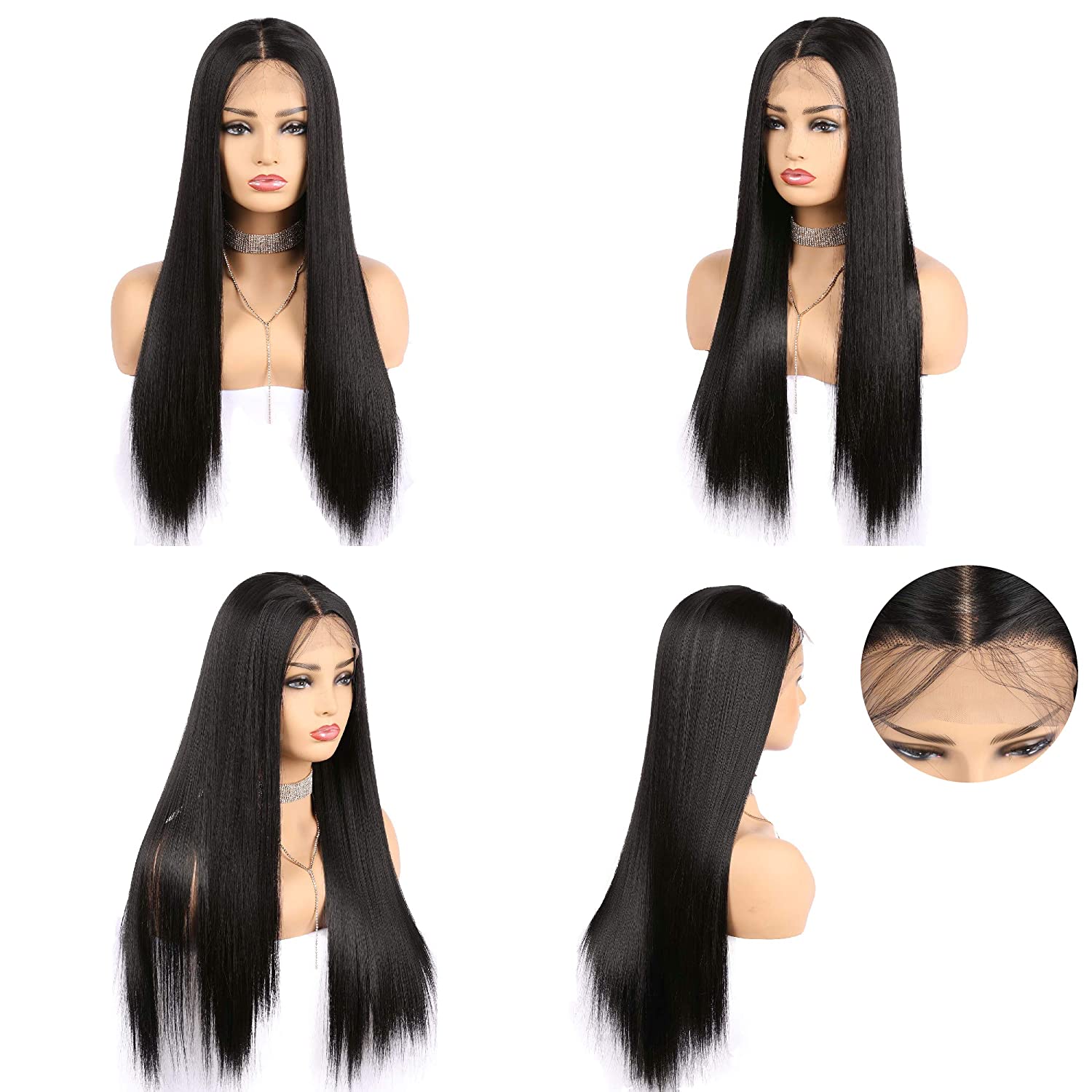 DLME Black Synthetic Lace Front Wig For Black Wome... – Grandado