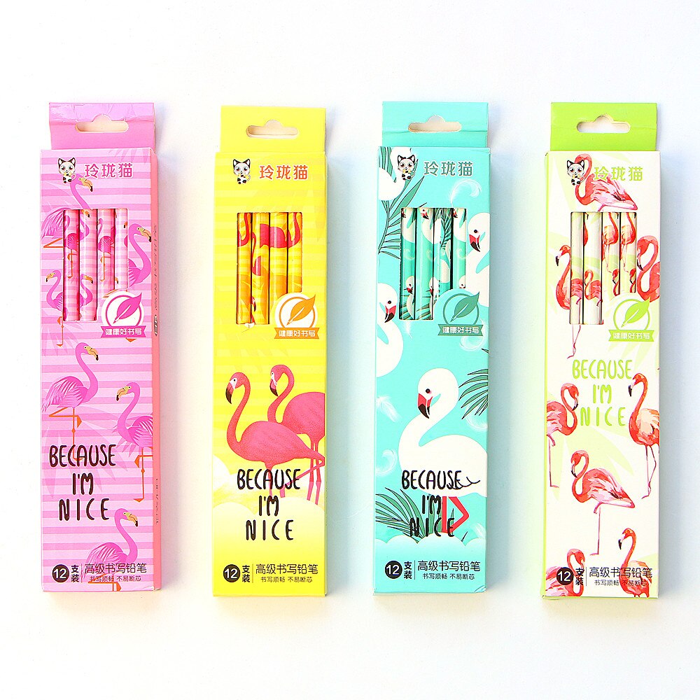 12Pcs/Set Cute Kawaii Cartoon Flamingo Pencil HB S... – Grandado