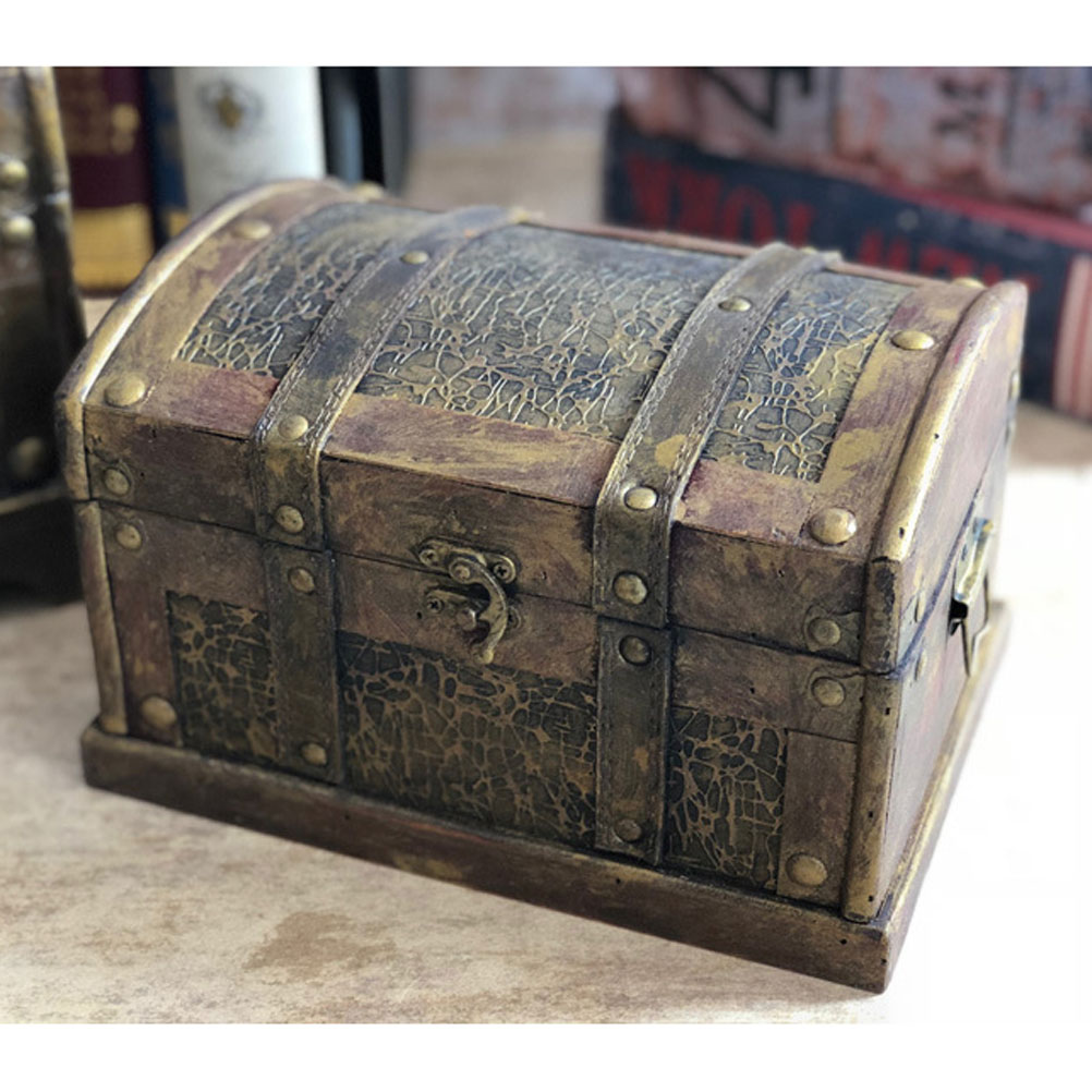 Retro Wooden Pirate Treasure Chest Box Gem Jewelry... – Vicedeal