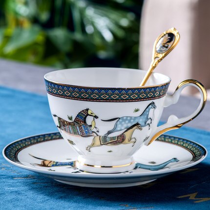 Bone China Tea Cup Dish Set with Spoon Home Europe... – Vicedeal