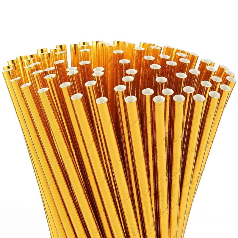 Gold Foil Paper Straws, Biodegradable Disposable P... – Vicedeal