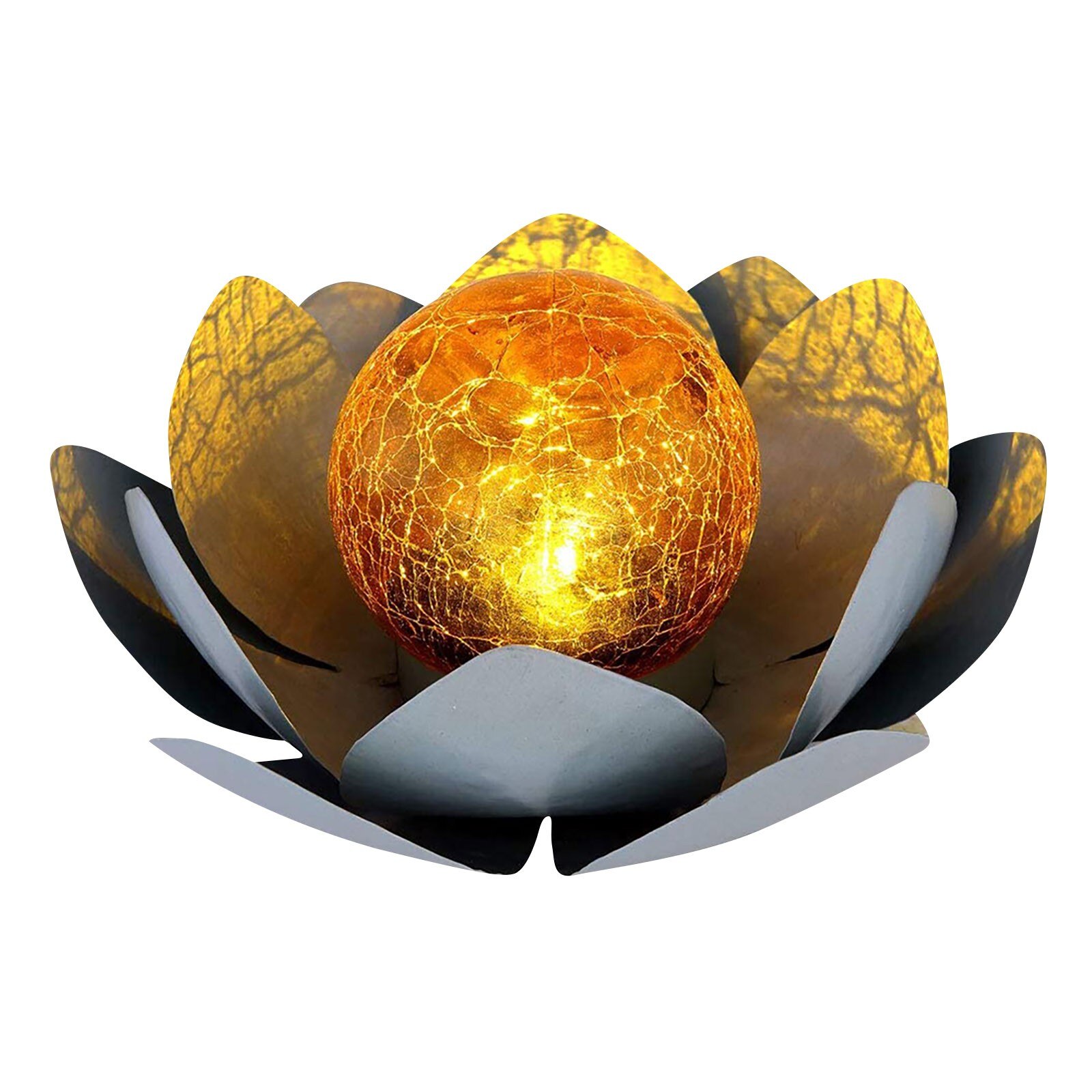 Lotus Base Led Metal Solar Flower Outdoor Glass Ba... – Grandado