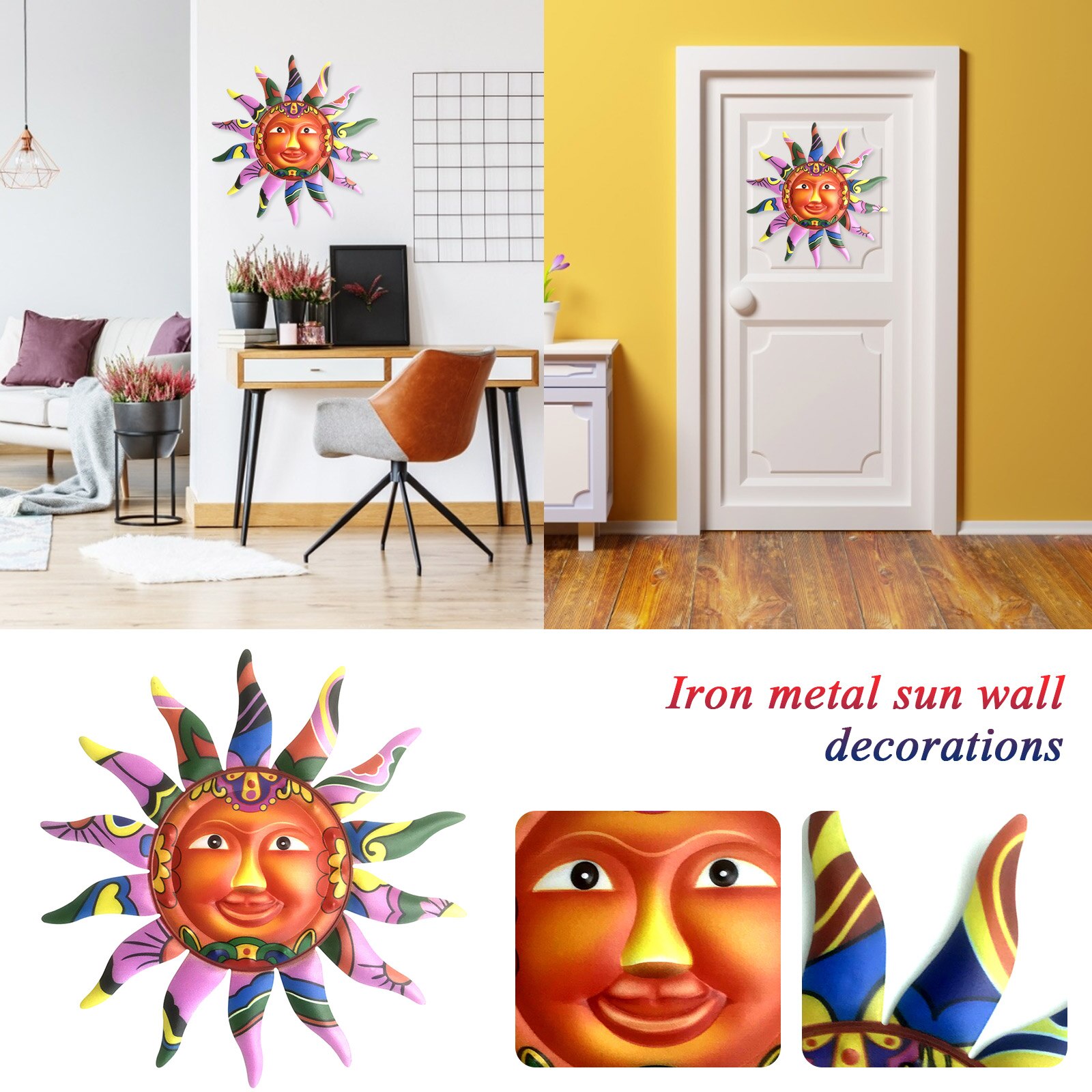 White Black Colorful Hanging Celestial Wall Sun Mo... – Grandado