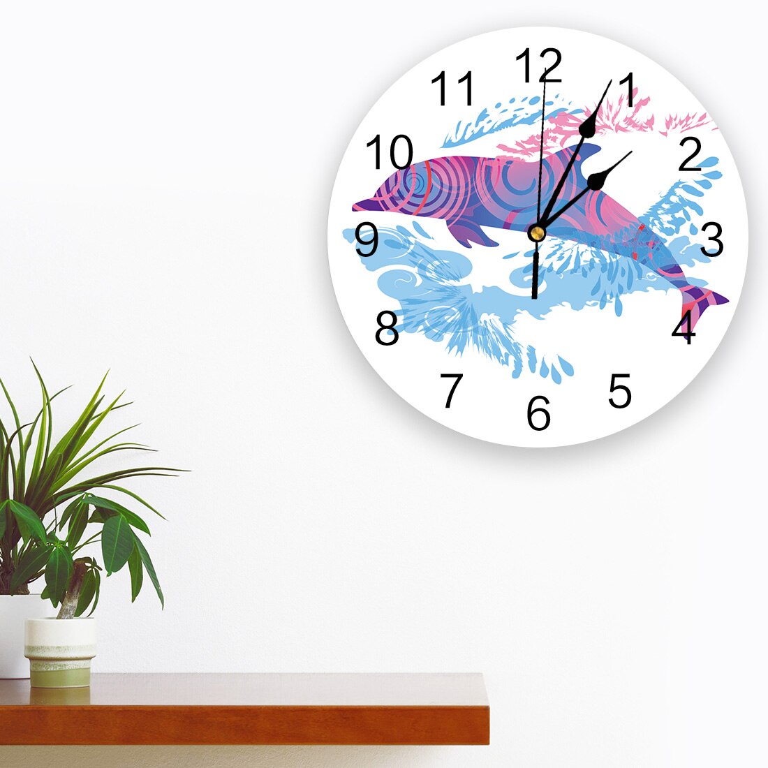 Porpoise Diving Ocean PVC Wall Clock Home Decor Be... – Grandado