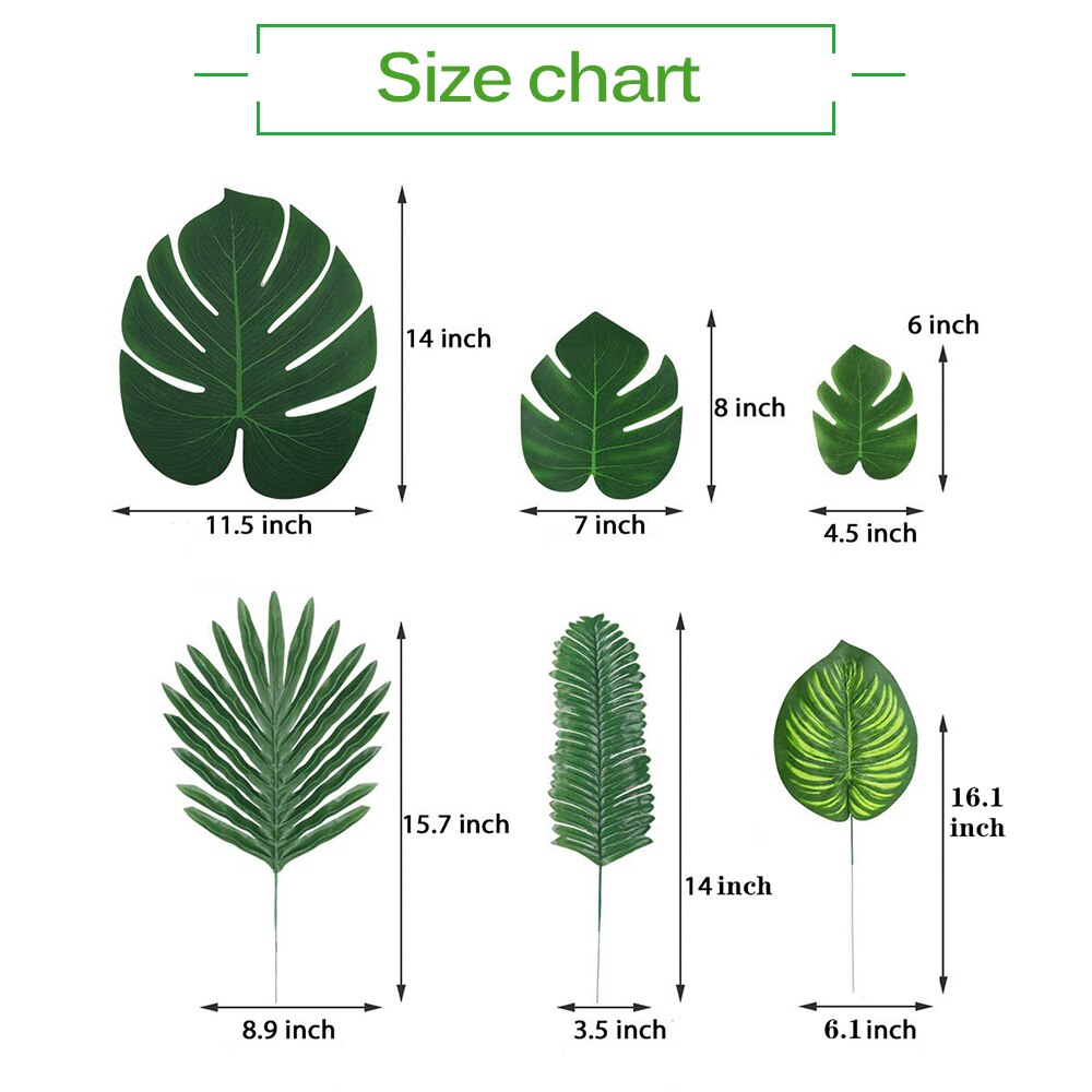 90 Pieces 6 Kinds Artificial Palm Leaves Tropical ... – Grandado