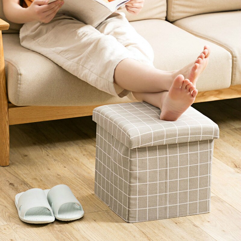 Linen Fabric storage Stool Foldable household Coff... – Vicedeal