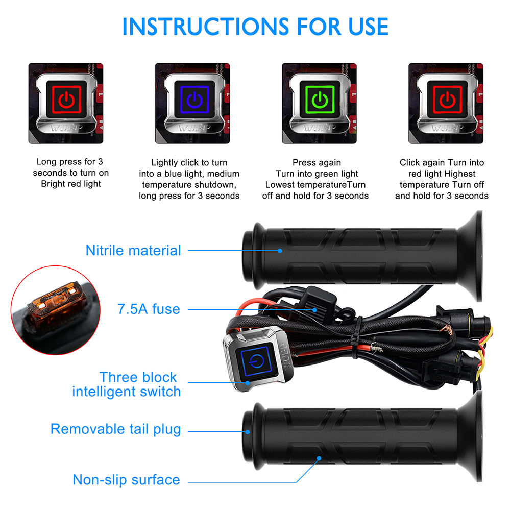 Motorcycle Electric Heated Wrap Grips Winter Warmt... – Grandado