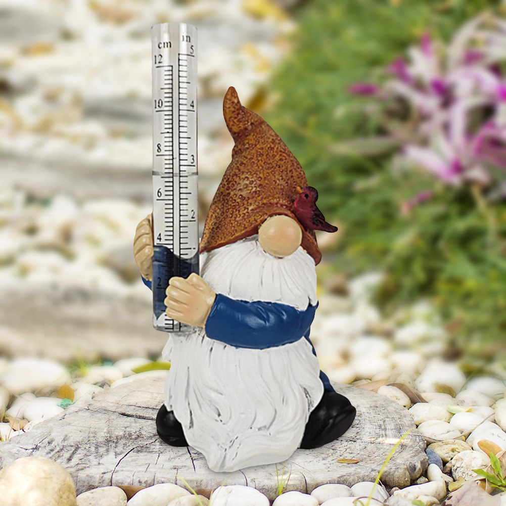 Resin Garden Gnome Rain Gauge Statue Dwarfs Figuri... – Grandado