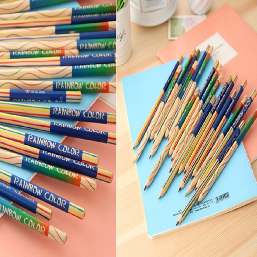 10pcs Rainbow Color Pencil Four-Color Lead Wooden ... – Vicedeal