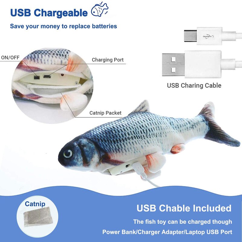 Electric Moving Cat Fish Toy Simulation Electric F... – Grandado