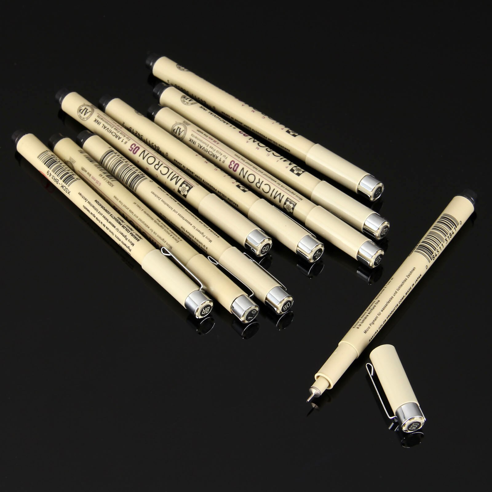 Stylo fin à encre noire 9 pièces/ensemble, pointe ... – Grandado