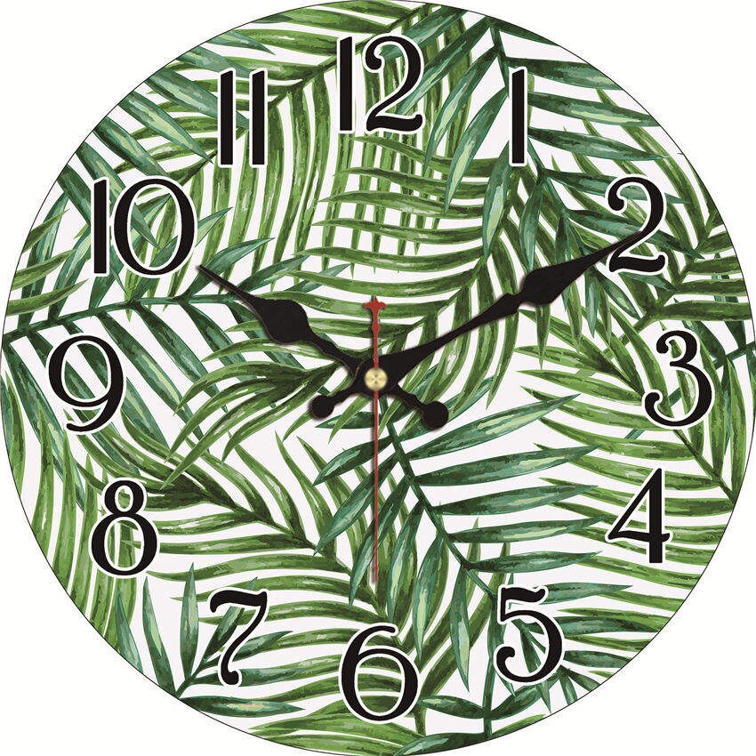 Vintage Green Leaf Clock Silent Home Office Cafe S... – Vicedeal