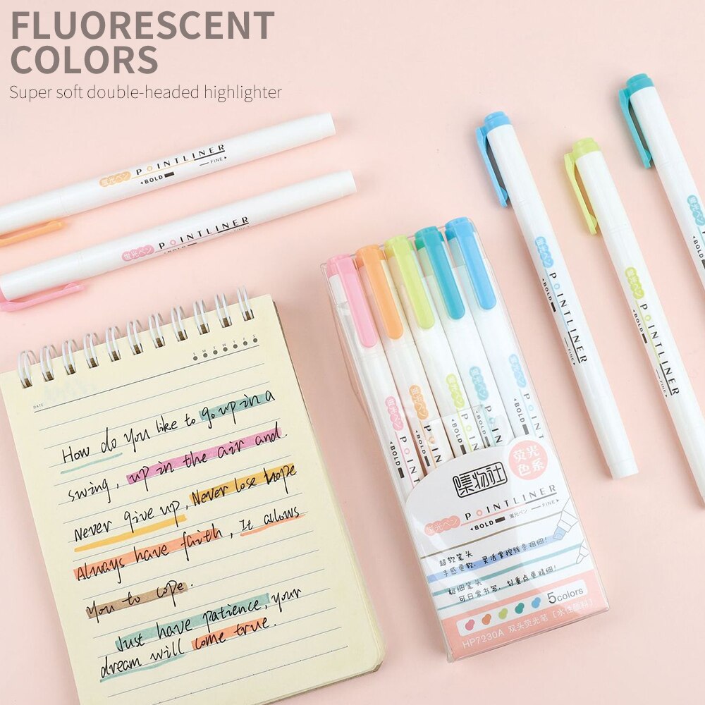 6/8/25colors Double Line Highlighter Marker Pen Su... – Vicedeal