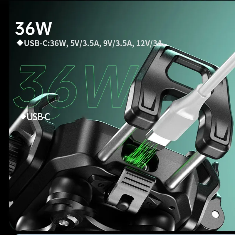 Schokbestendige motorfiets telefoonhouder 15W draa... – Vicedeal