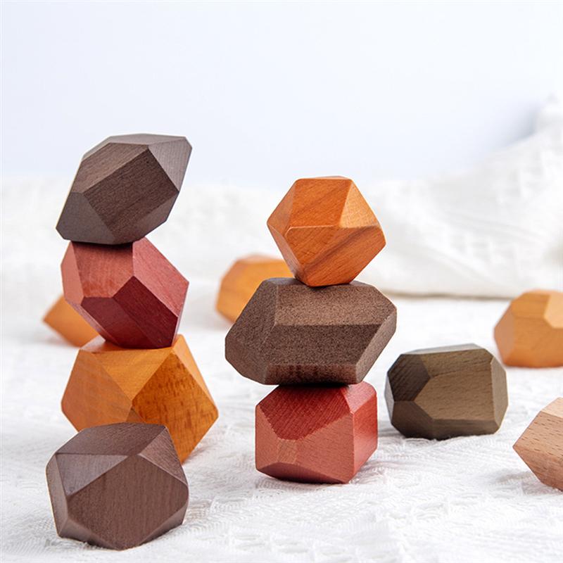1 Set/12Pcs Stacking Toy Wooden Stone Educational ... – Vicedeal